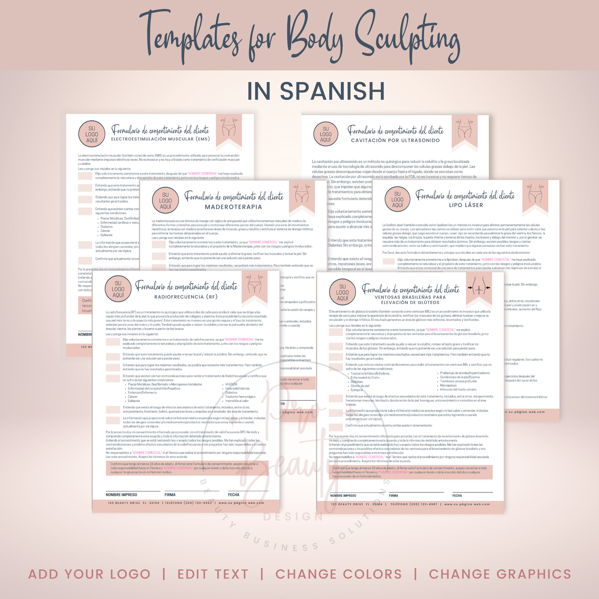 SPANISH Body Sculpting Consent Forms, Editable Body Contouring Client ...