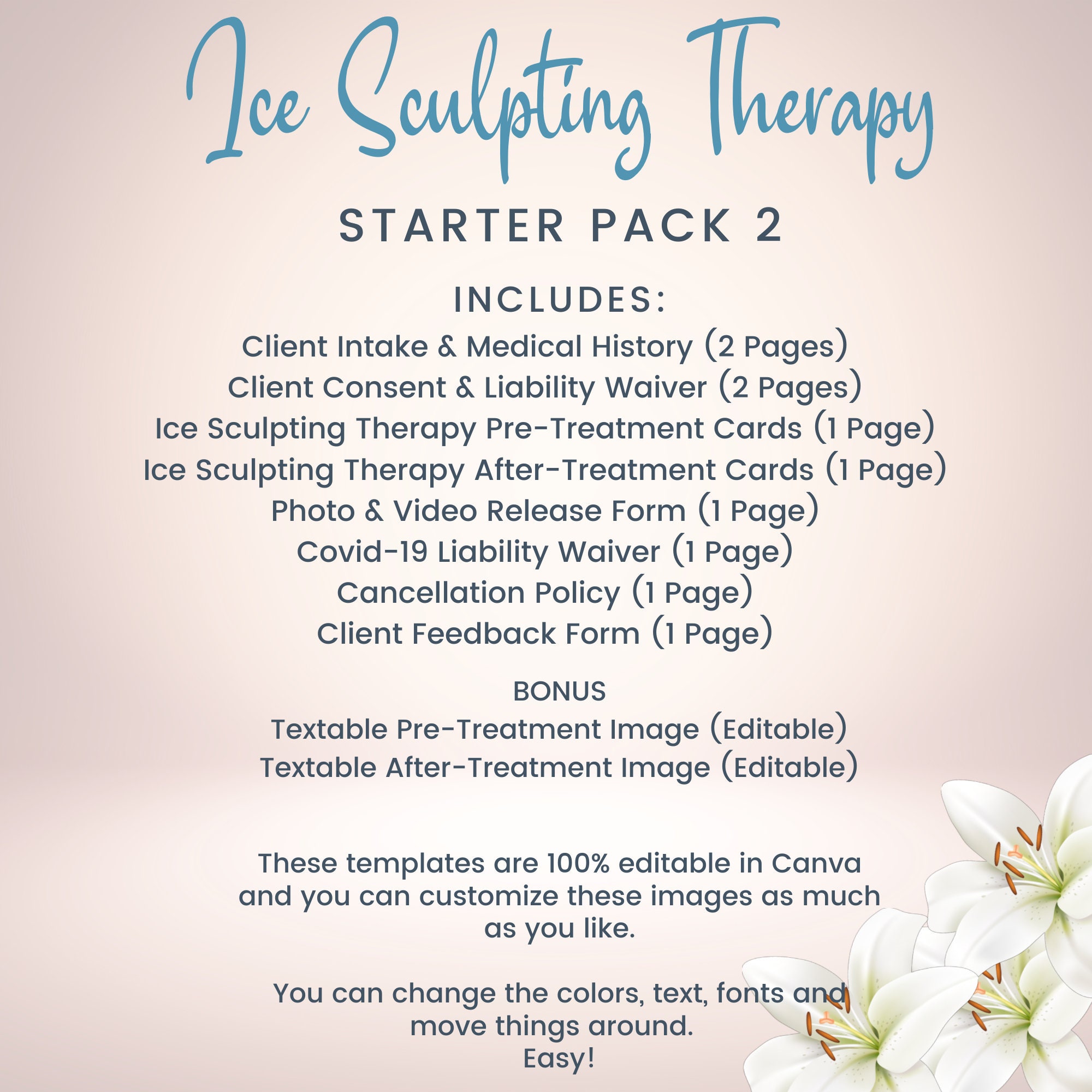 Ice Sculpting Therapy Business Forms, Editable Ice Therapy Consultation ...