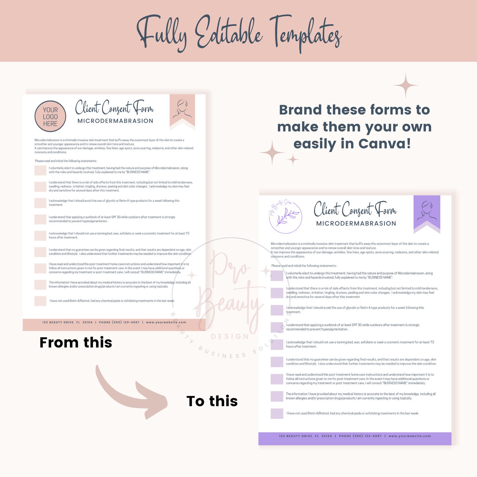 Editable Permanent Makeup Client Consent Form, Micropigmentation ...