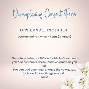 Editable Dermaplaning Consent Form Template, Esthetician Business Form, Printable Liability ...