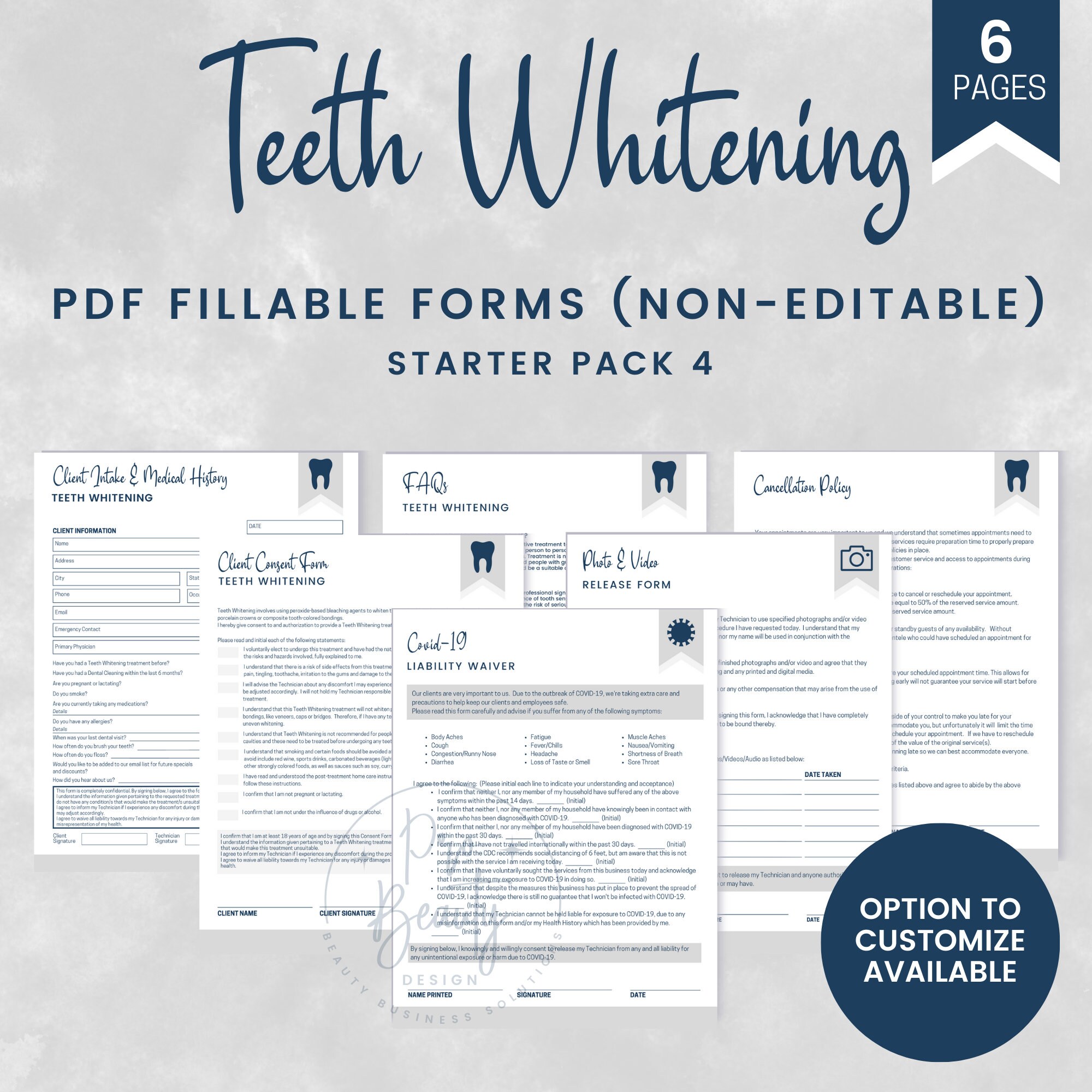 Teeth Whitening Fillable Business Forms, Clickable Pdfs, Tooth ...