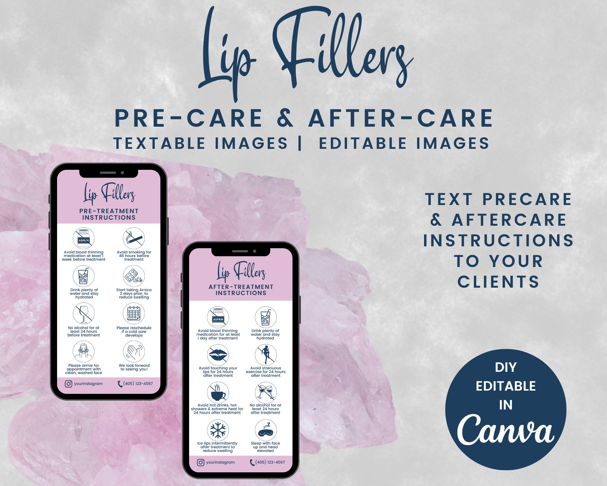 Editable Lip Fillers Precare and Aftercare Textable Lip - Etsy