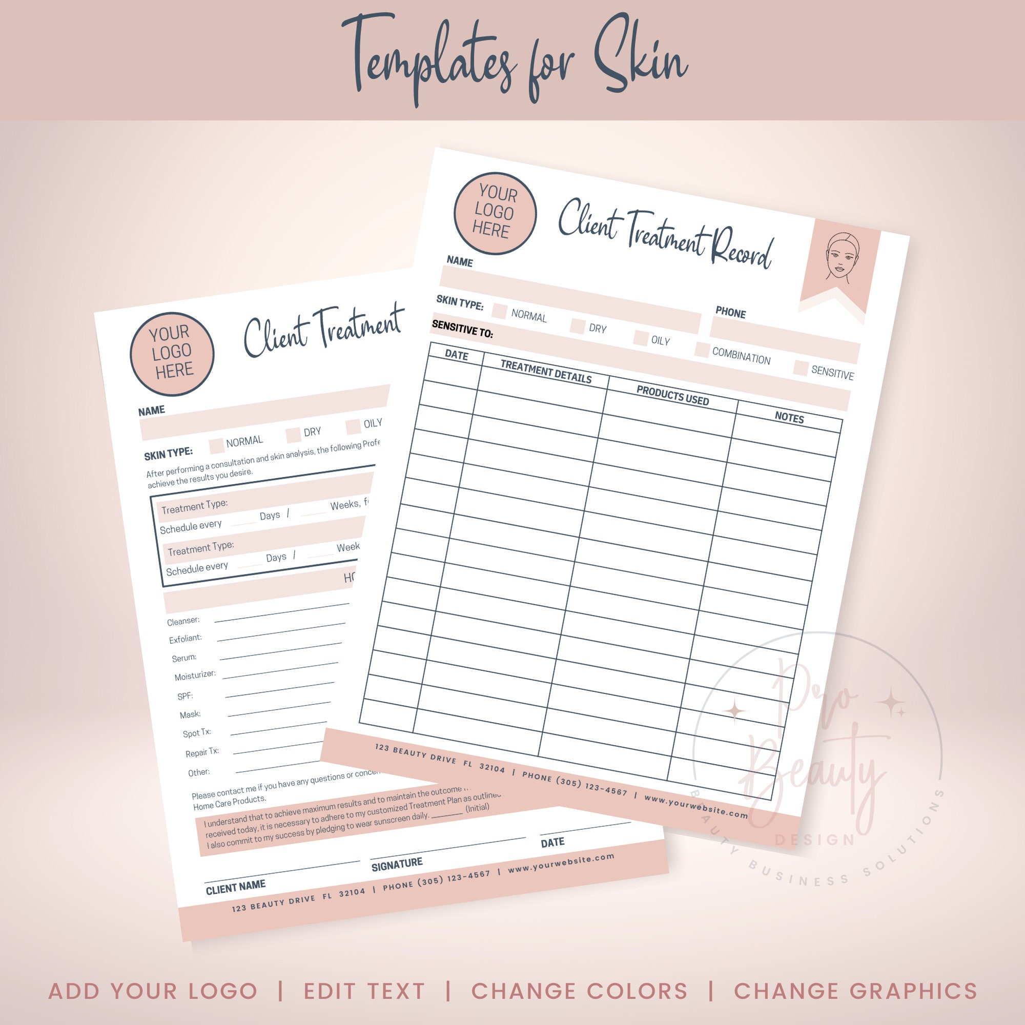 Editable Esthetician Business Forms Starter Pack, Templates for Beauty ...