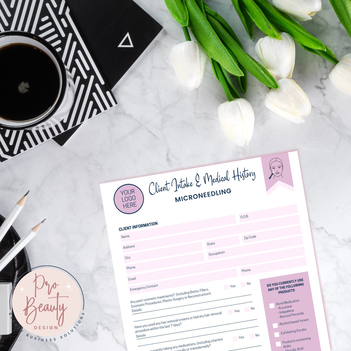 Microneedling Business Form Templates for Estheticians, Editable ...