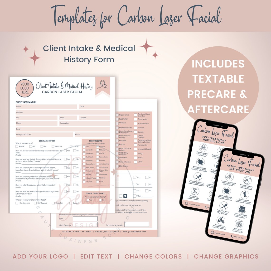 Carbon Laser Facial Business Forms, Editable China Doll Facial Forms ...