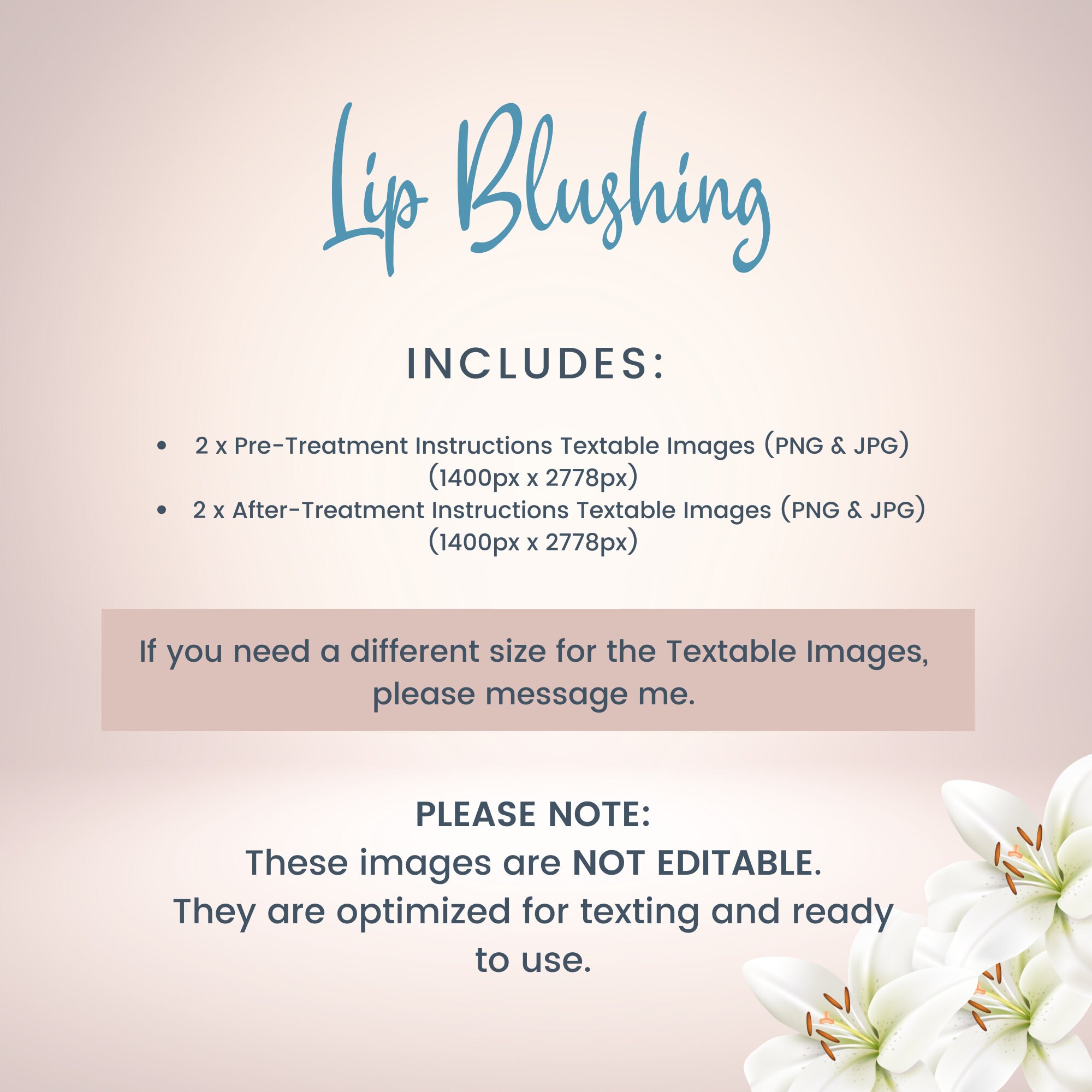 Digital Lip Blushing Precare and Aftercare Instructions, Textable Lip ...