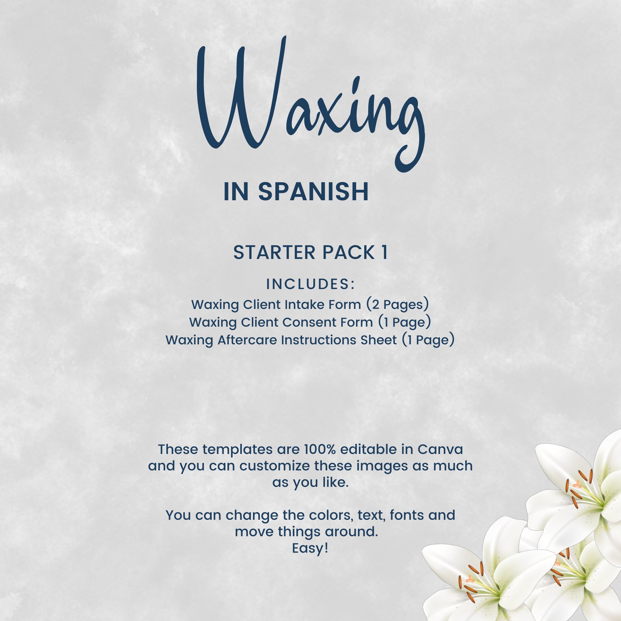 SPANISH Waxing Business Forms, Editable Waxing Templates for ...