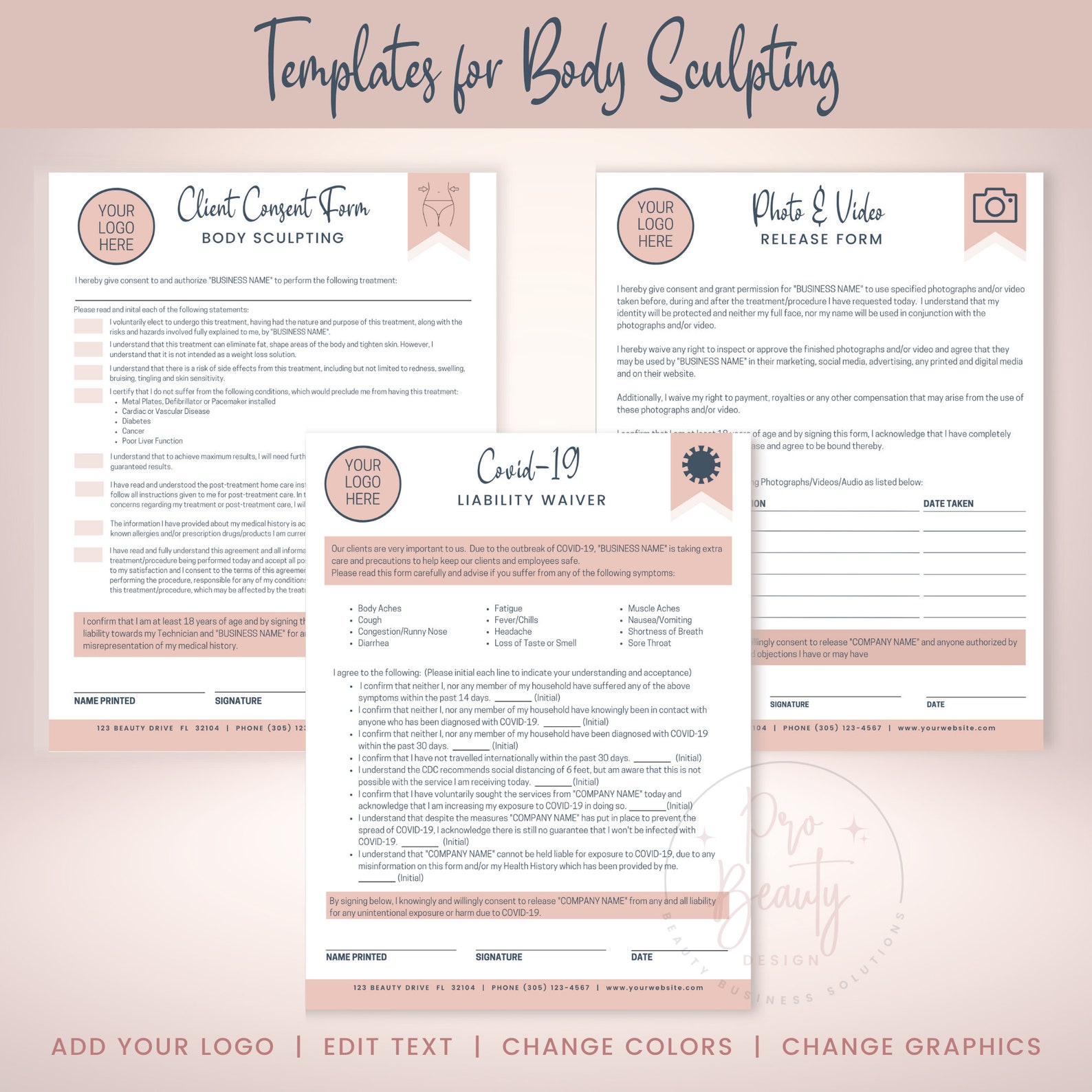 Editable Body Sculpting Templates, Body Contouring Forms for ...