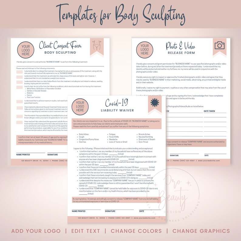 Editable Body Sculpting Templates Body Contouring Forms for - Etsy