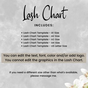 Digital Printable Lash Chart Poster for Lash Tech Studio, Eyelash ...