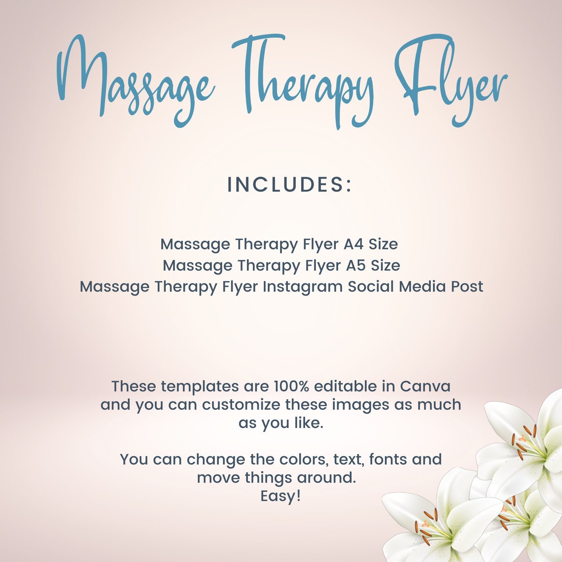 Editable Massage Therapy Flyer Pack Printable Massage Flyers Etsy