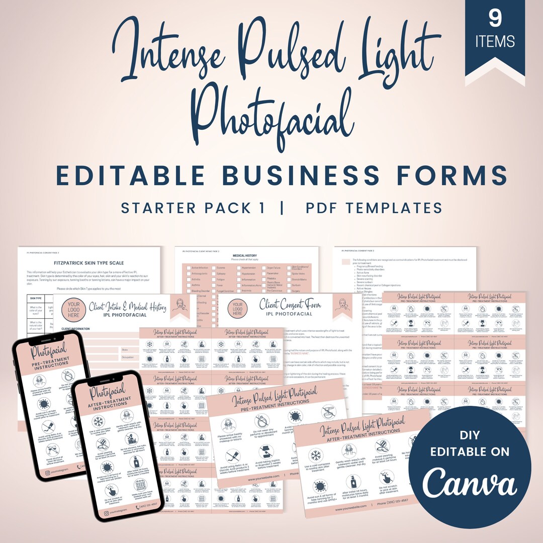 IPL Photofacial Business Forms, Editable Consent Form With Fitzpatrick ...
