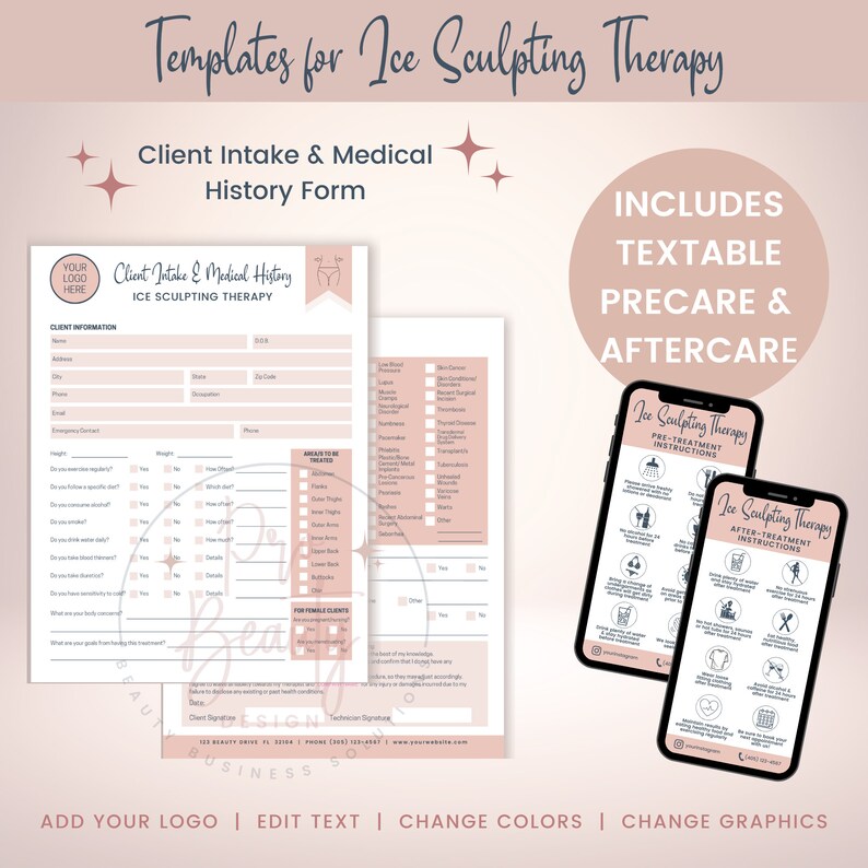 Ice Sculpting Therapy Business Forms, Editable Ice Therapy Consultation ...