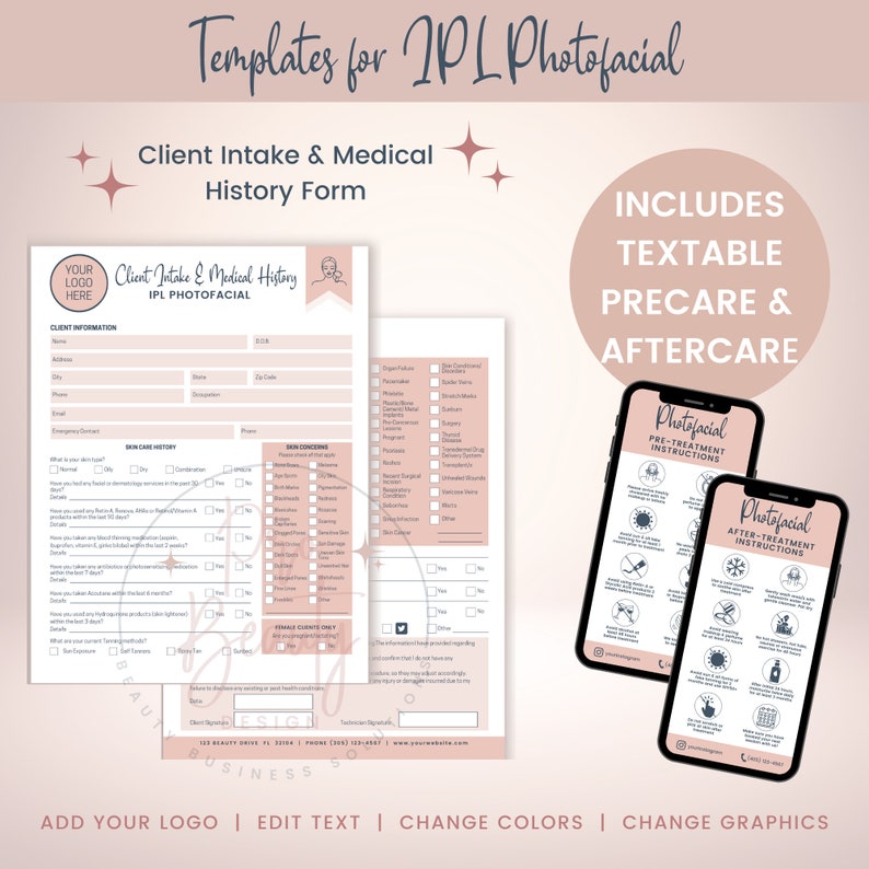 IPL Photofacial Business Forms, Editable Consent Form With Fitzpatrick ...