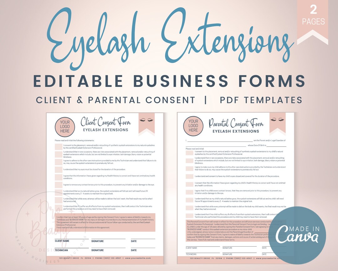 Editable Eyelash Extension Client Consent Form Lash Extension - Etsy