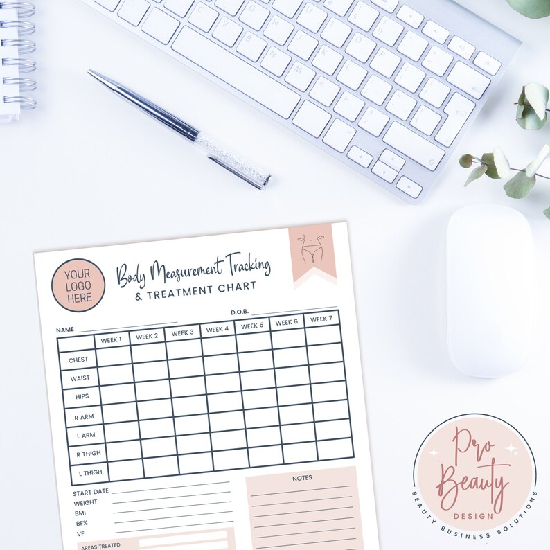 Body Measurement Tracking Chart Template for Estheticians - Etsy