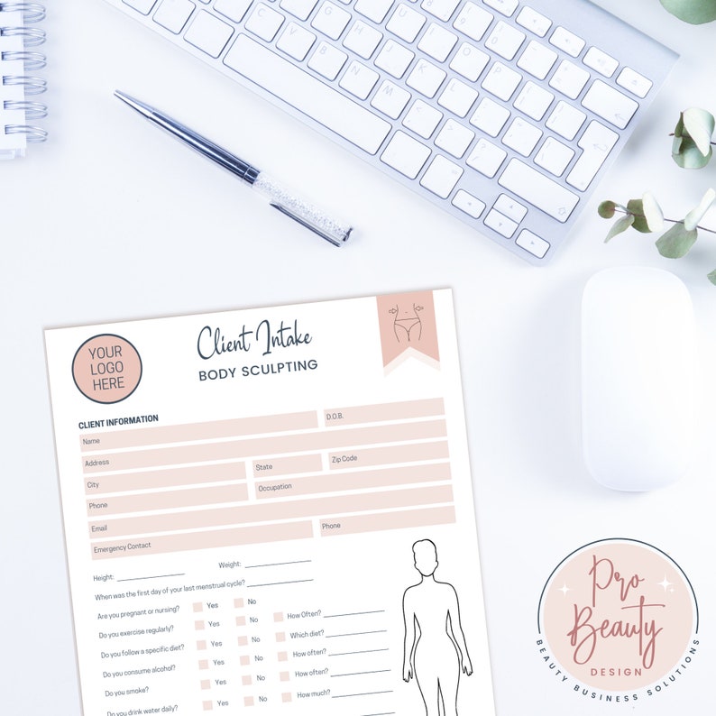 Editable Body Sculpting Client Intake Forms, Esthetician Template for ...