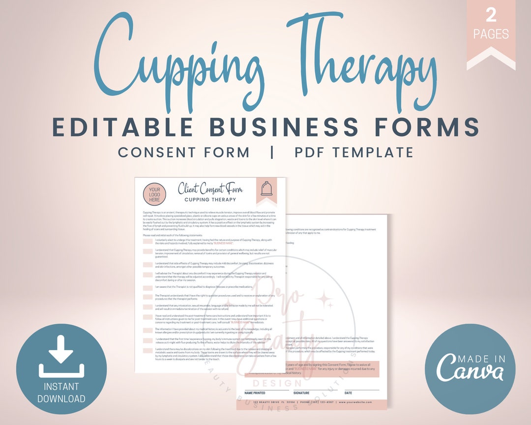 Cupping Therapy Client Consent and Liability Waiver Editable - Etsy