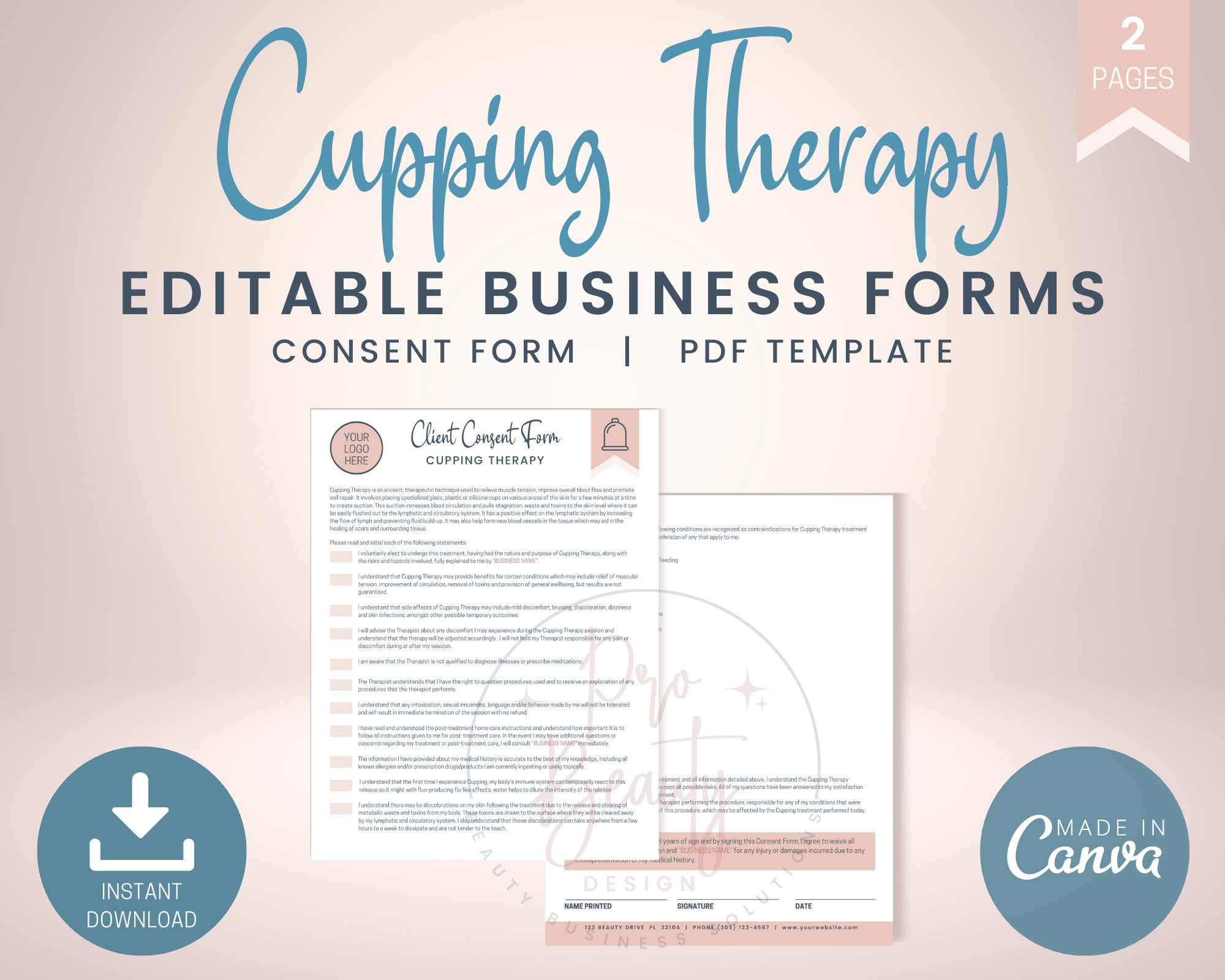 Cupping Therapy Client Consent and Liability Waiver Editable - Etsy