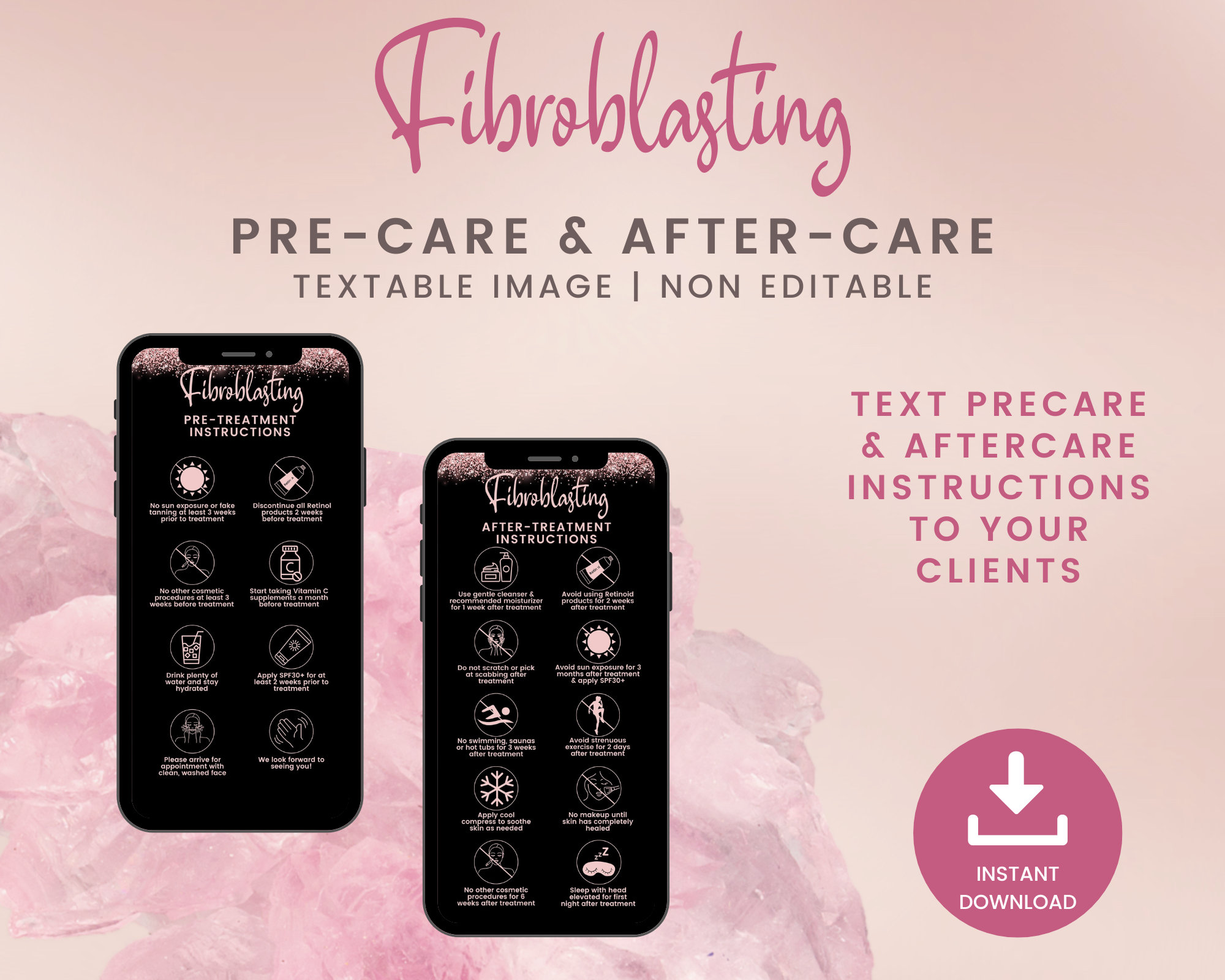 Fibroblasting Precare and Aftercare Cards Textable Fibroblast - Etsy