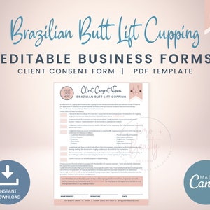 Brazilian Butt Lift Cupping Consent Form & Liability Waiver, Editable ...