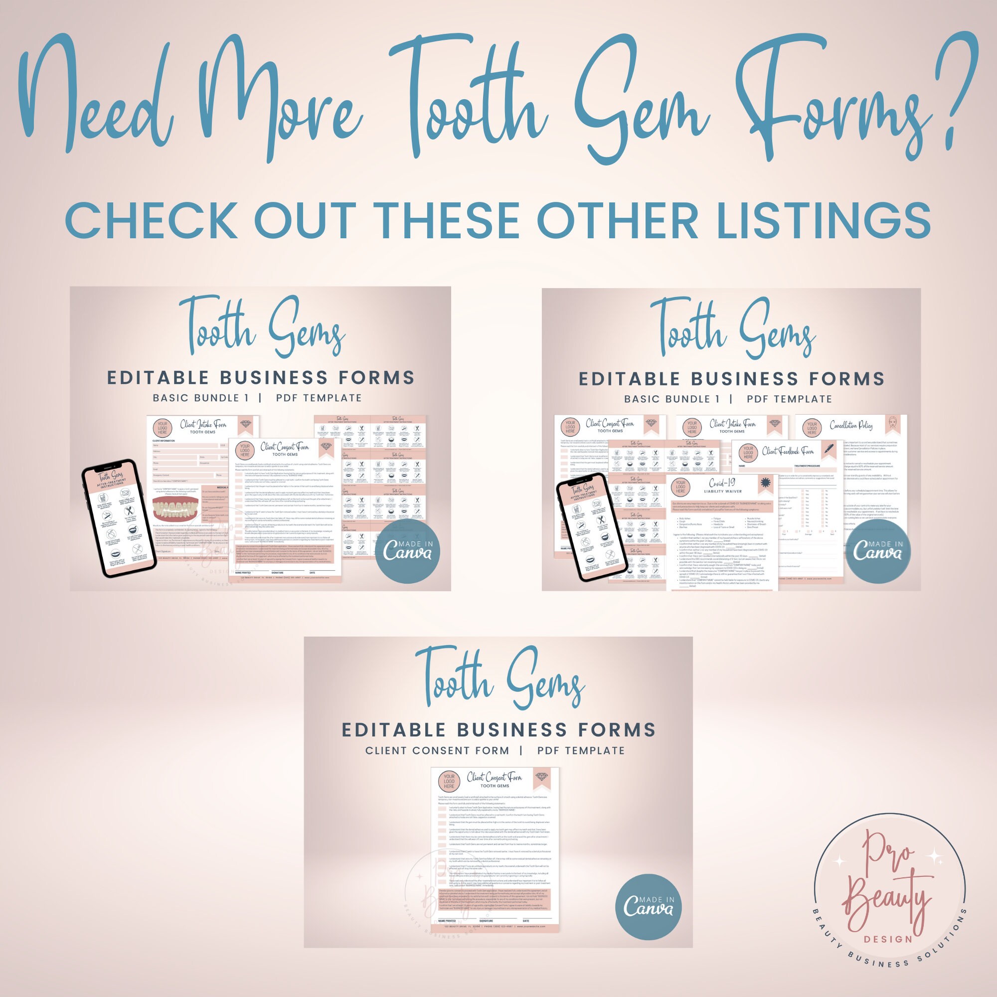 Editable Tooth Gem Client Intake Form, Tooth Jewel Application Form ...