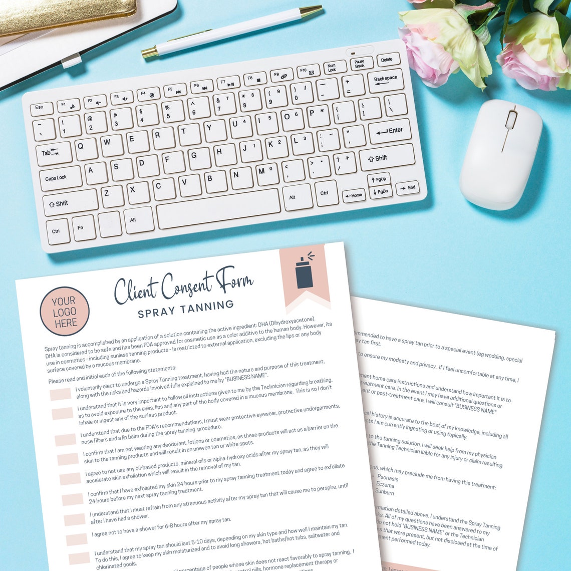 Editable Spray Tanning Client Consent Form, Spray Tanning Liability ...
