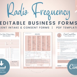 Radio Frequency Client Intake and Medical History Form, Editable RF Skin Tightening Consent for ...