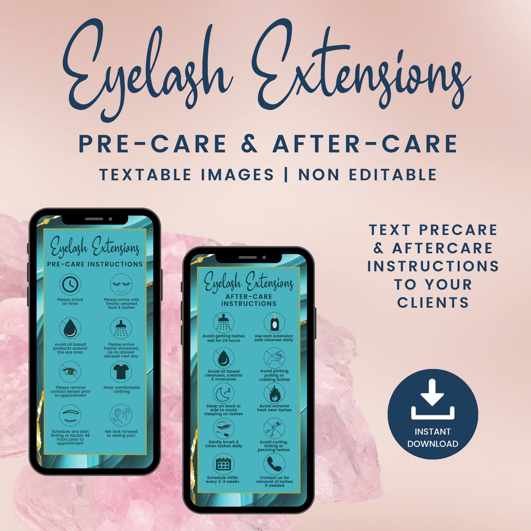 Eyelash Extensions Precare and Aftercare, Textable Digital Lash ...