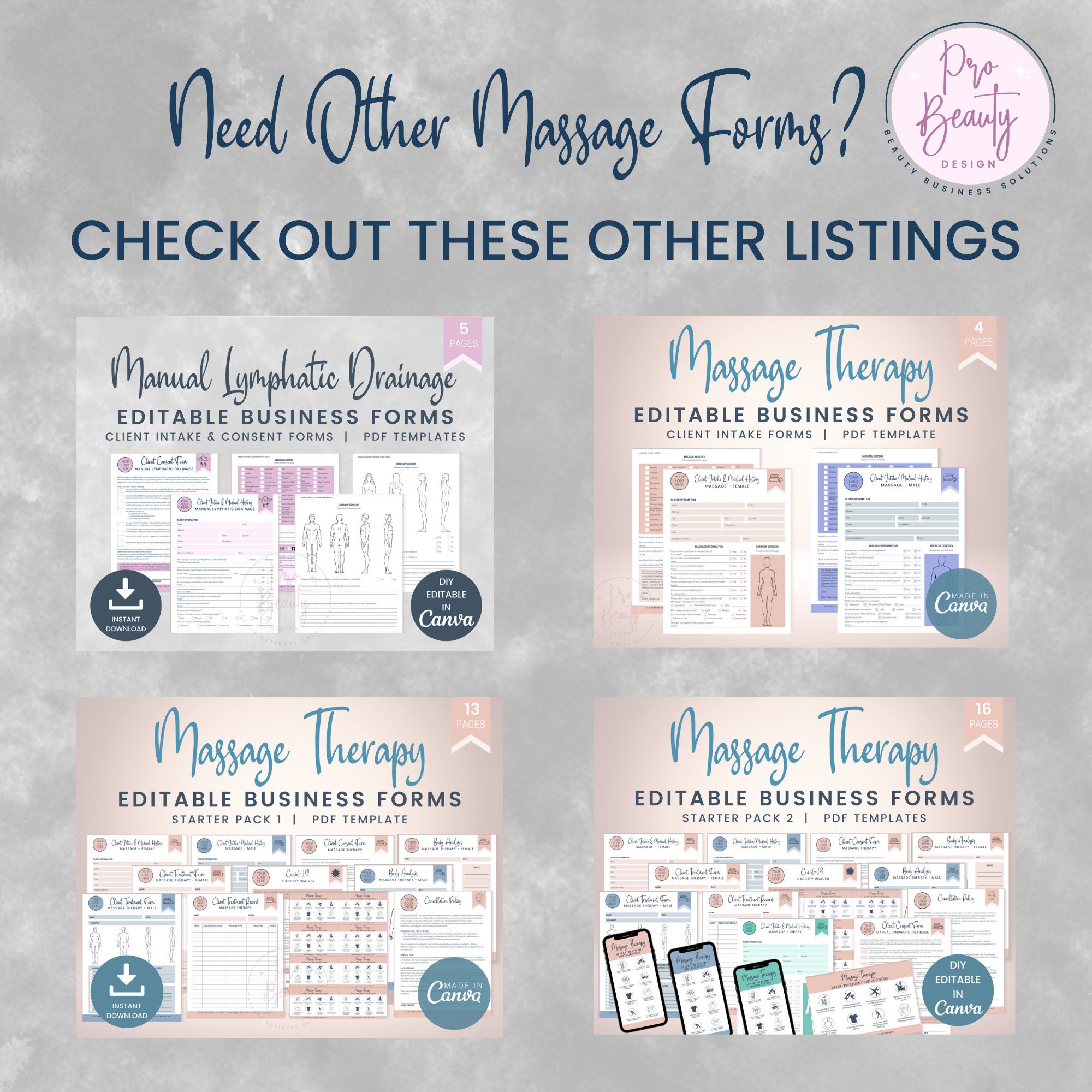 Manual Lymphatic Drainage Business Forms, Editable MLD Massage Client ...