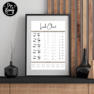 Digital Printable Lash Chart Poster for Lash Tech Studio, Eyelash ...