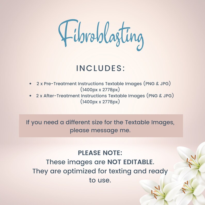 Digital Fibroblast Precare and Aftercare Cards, Textable Fibroblasting ...