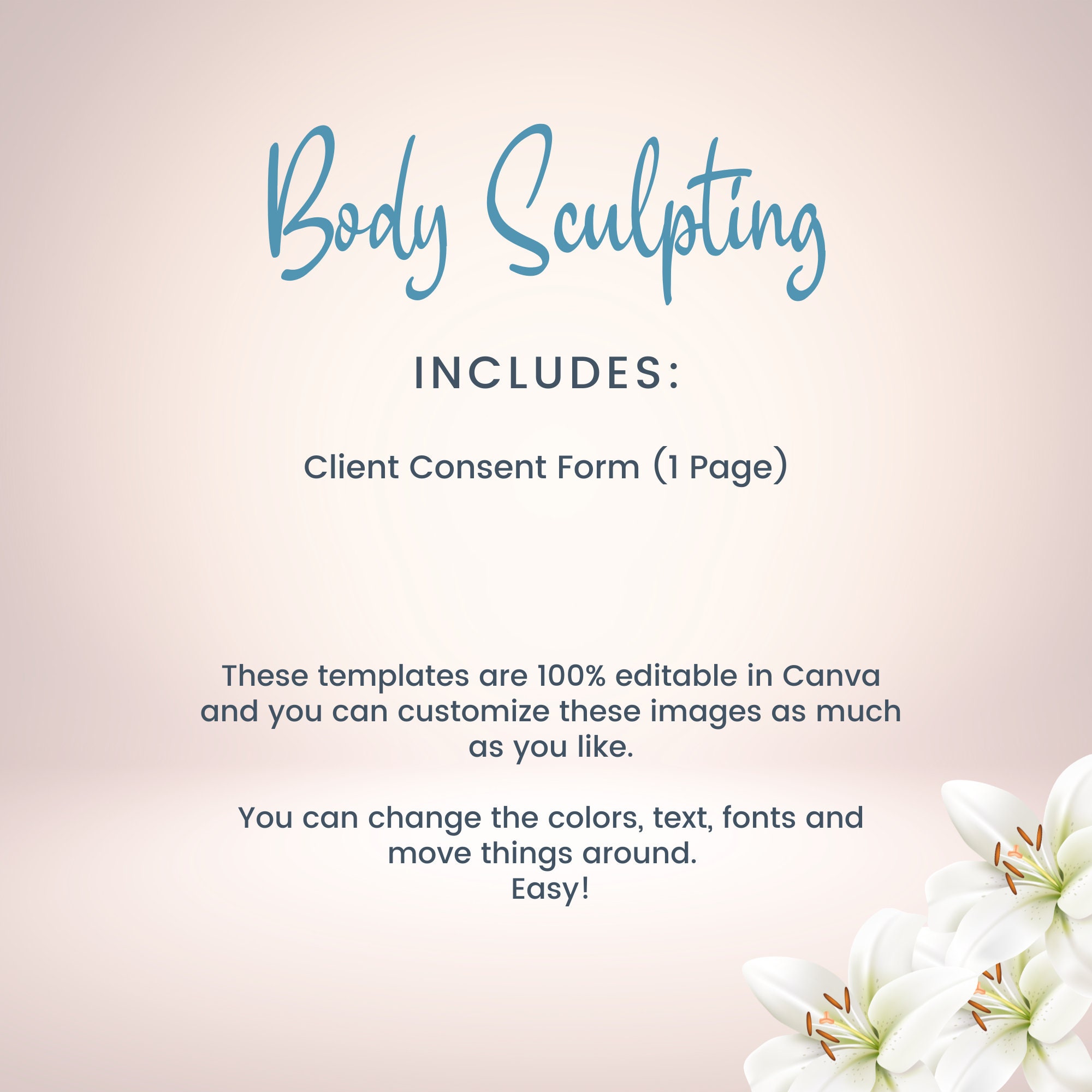 Body Sculpting Consent Form & Liability Waiver, Editable Body ...