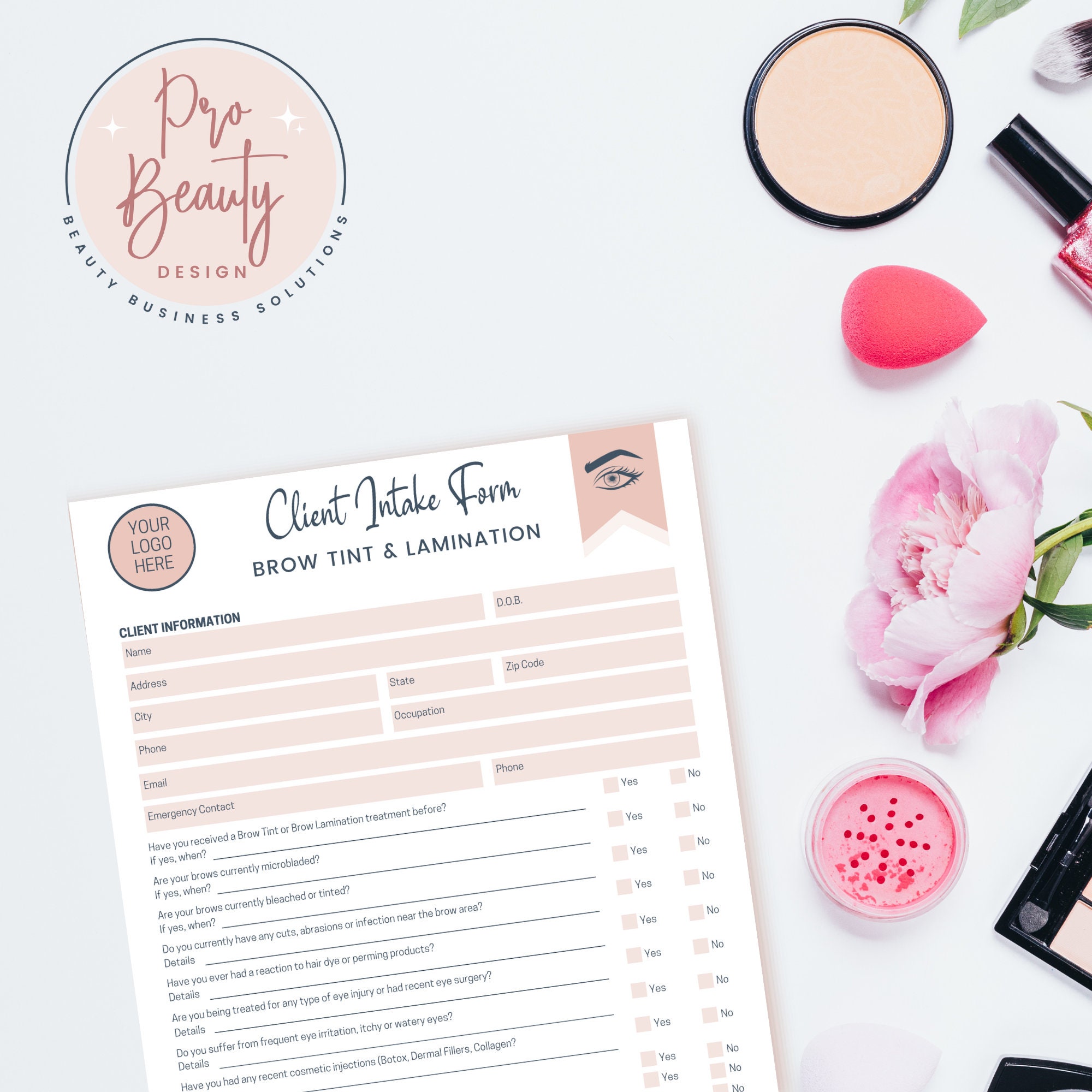 Editable Brow Tint and Lamination Client Intake Form, Brow Lamination Consent Form Template ...