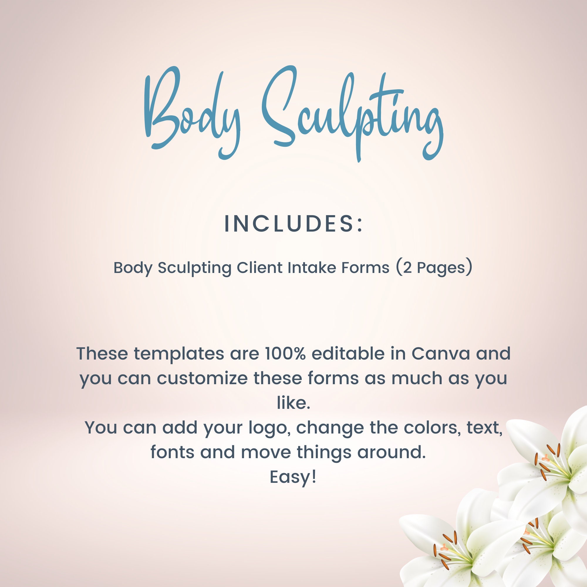 Editable Body Sculpting Client Intake Forms, Esthetician Template for ...
