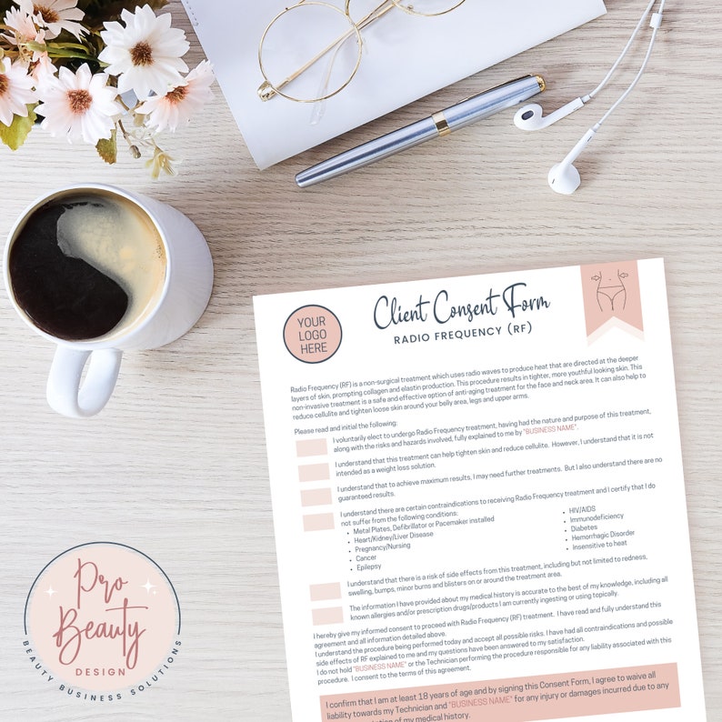 Radio Frequency Consent Form & Liability Waiver, Editable RF Skin ...