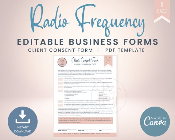 Radio Frequency Consent Form & Liability Waiver Editable RF - Etsy