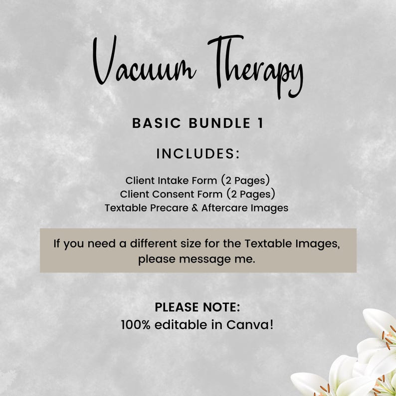 Vacuum Therapy Forms: Editable Body Sculpting Templates (PDF) SKU VTBB1 ...