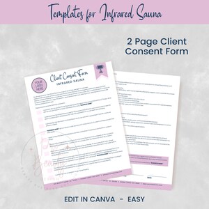 Infrared Sauna Business Forms, DIY Editable Detox Sauna Client Intake ...