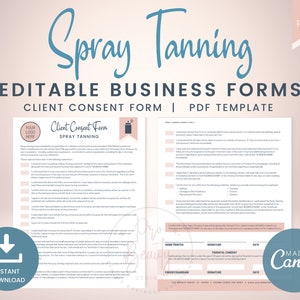 Editable Spray Tanning Client Consent Form, Spray Tanning Liability ...