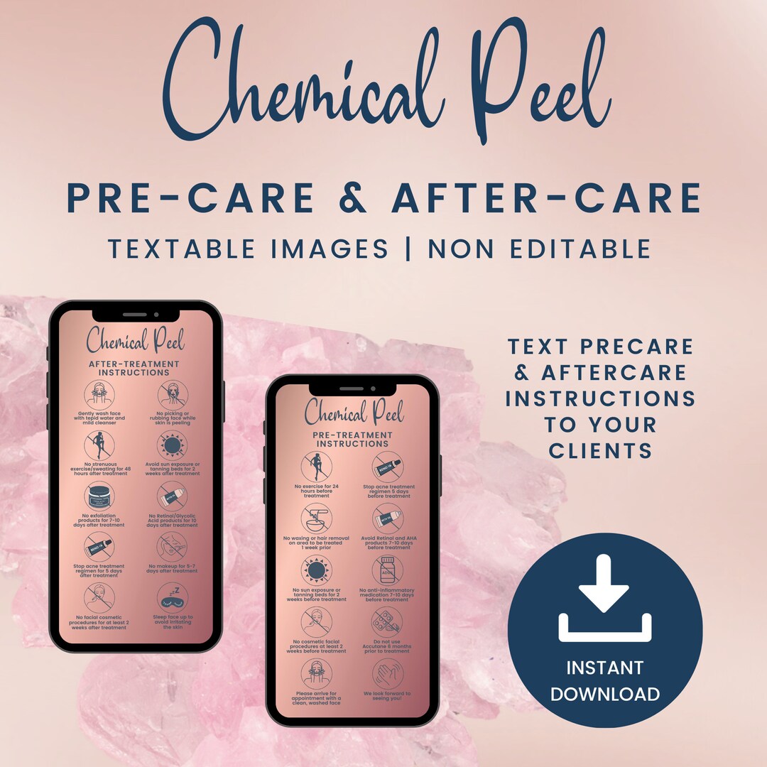 Textable Chemical Peel Precare and Aftercare Cards, Digital Aftercare ...