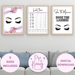Printable Lash Chart Posters for Lash Tech Studio, Eyelash Extensions 3 ...
