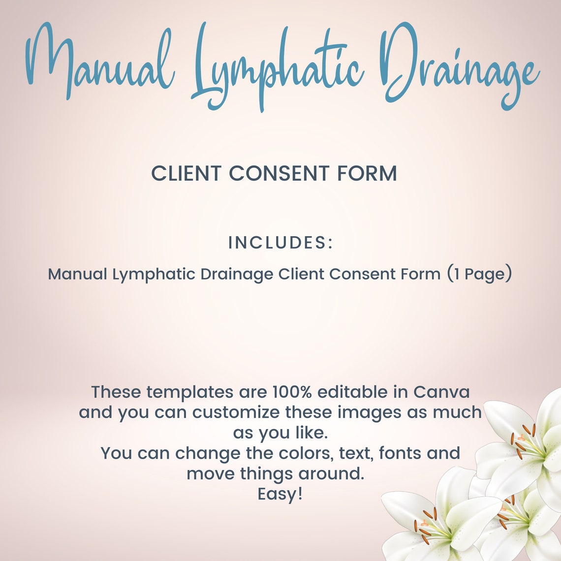 Manual Lymphatic Drainage Consent Form, Editable MLD Massage Business ...