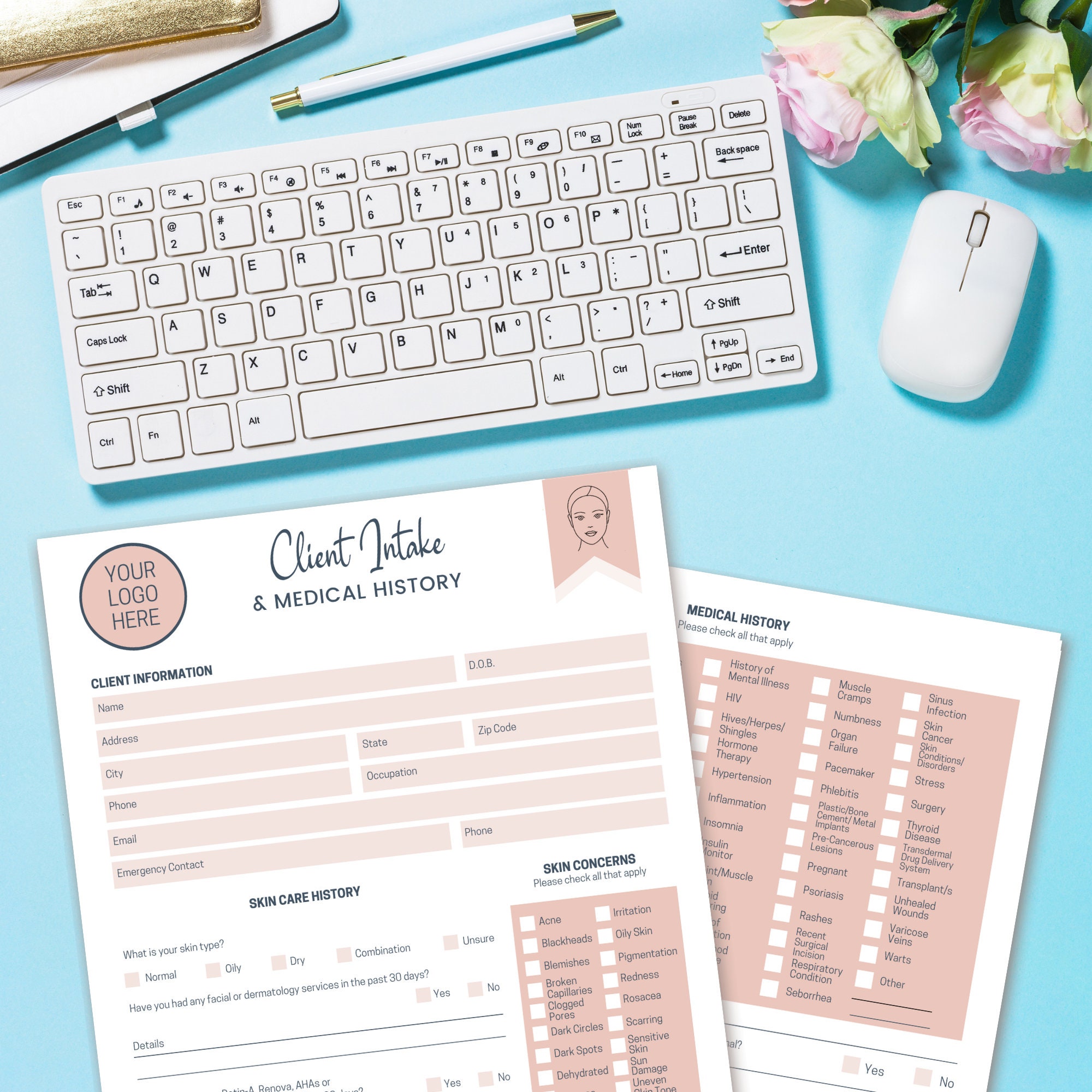 Editable Esthetician Client Intake Forms, Esthetician Templates for ...