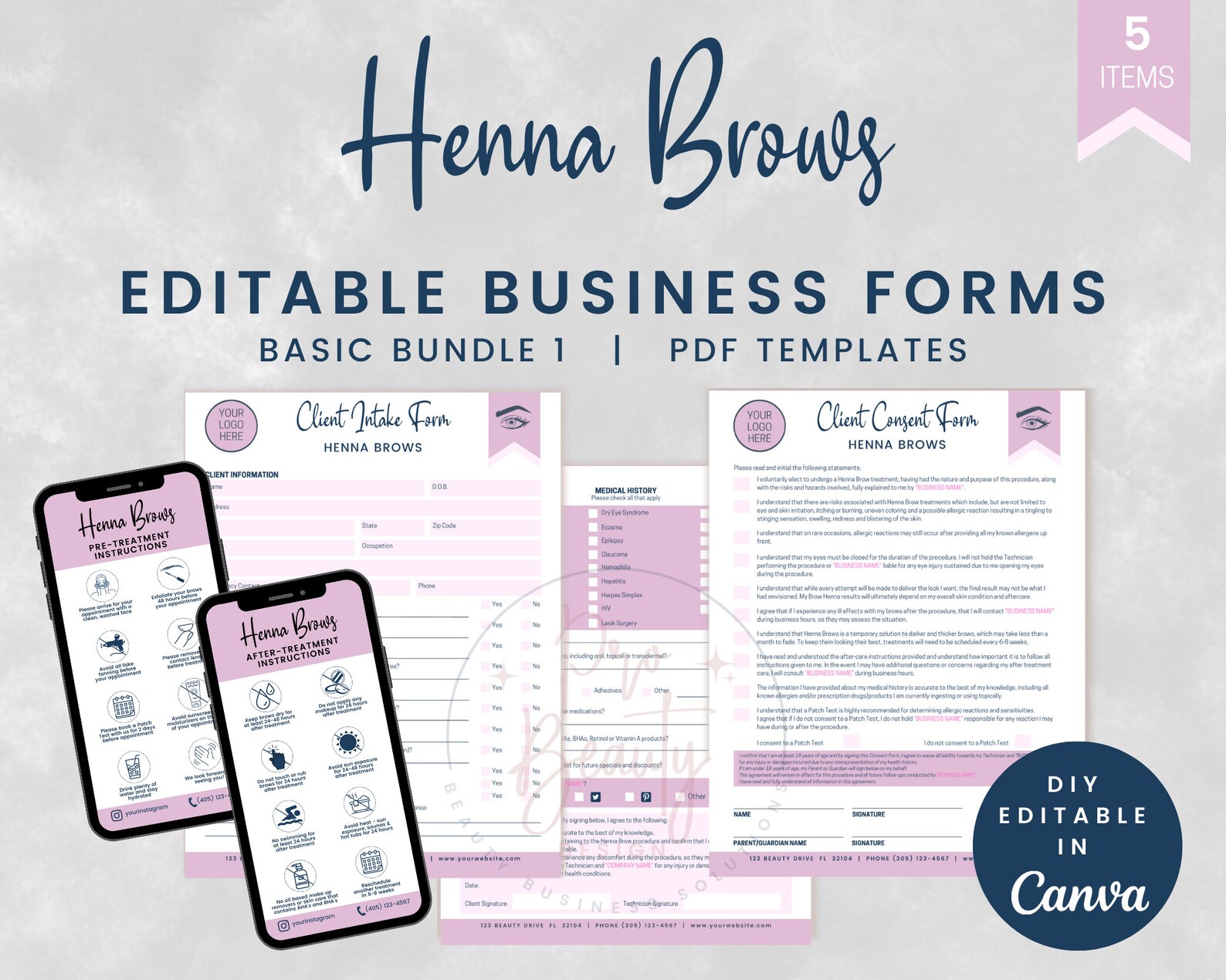 Editable Henna Brows Client Intake Form, Brow Tint Consent Form ...