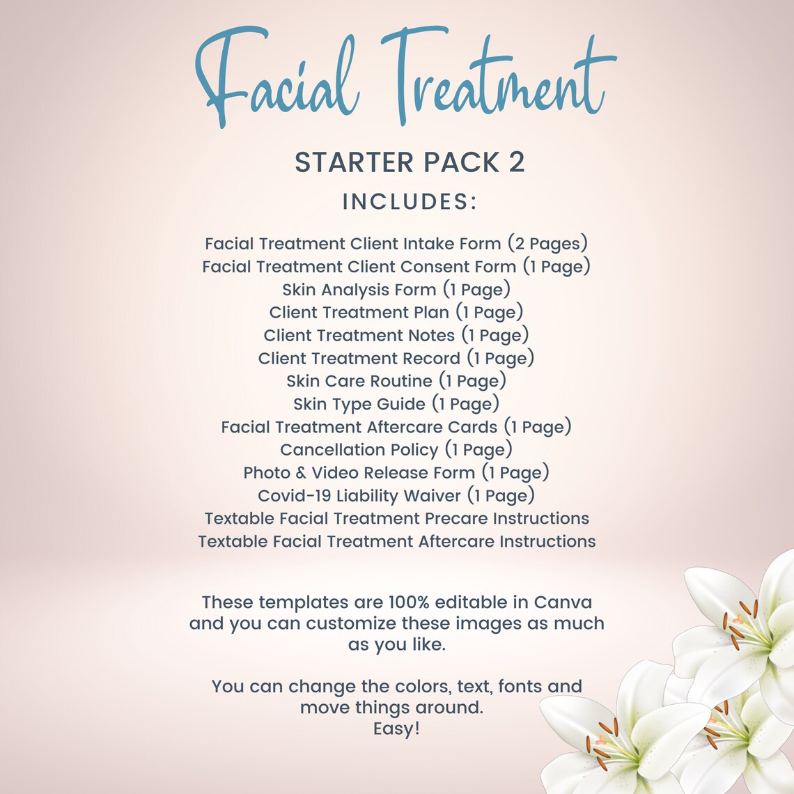 Editable Facial Treatment Business Forms, Templates for Estheticians ...