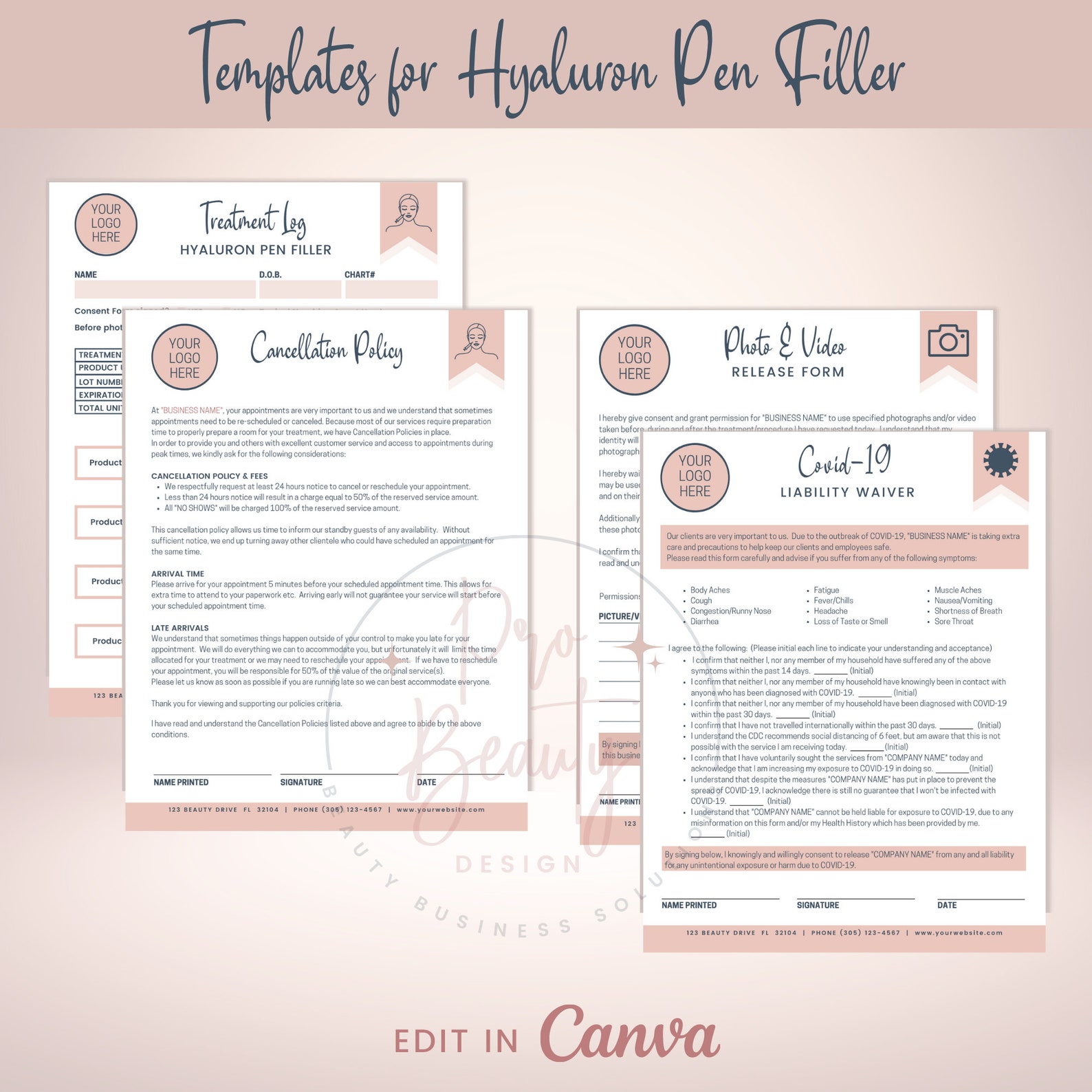 Hyaluron Pen Filler Business Forms, HA Filler Injection Consent ...