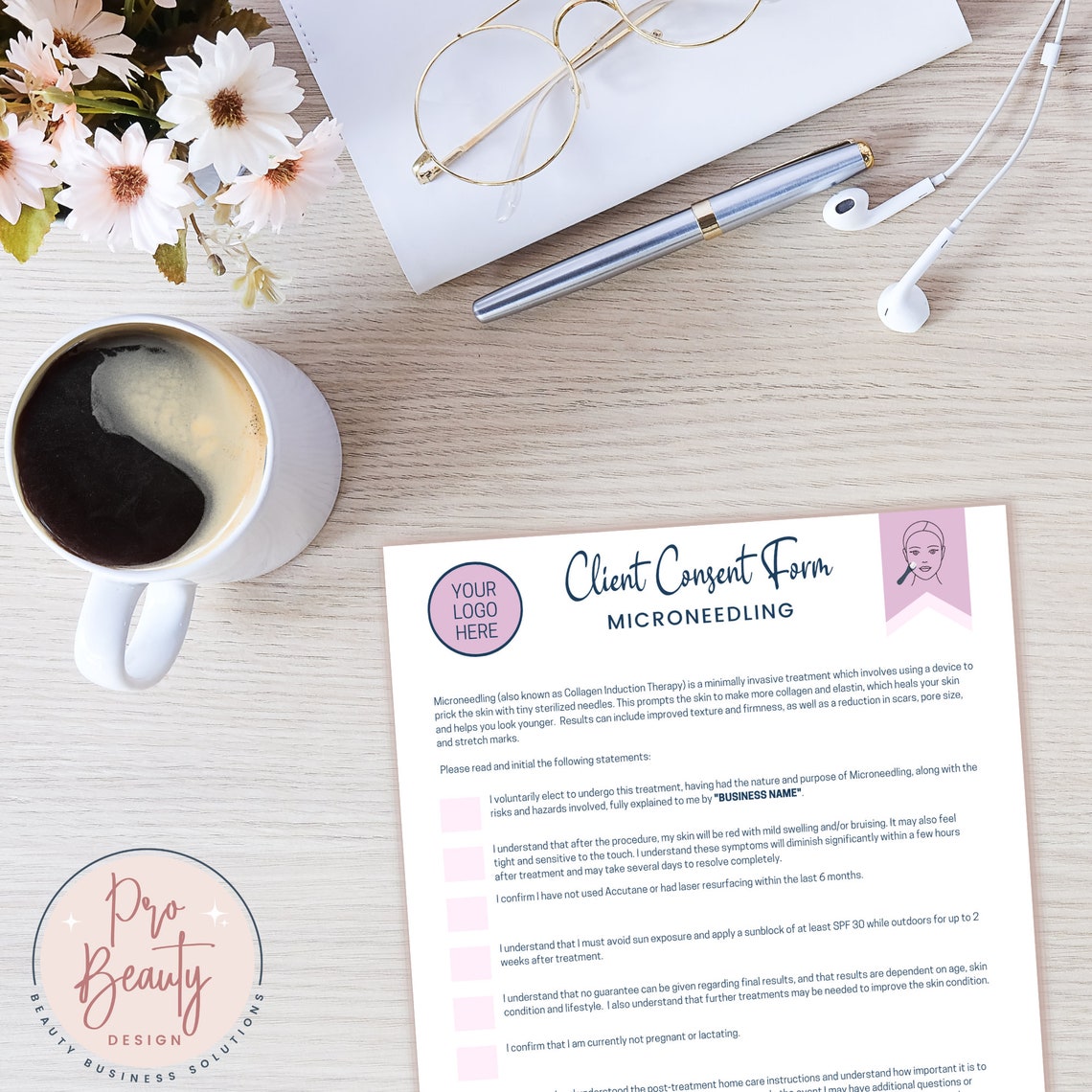 Microneedling Business Form Templates for Estheticians, Editable ...