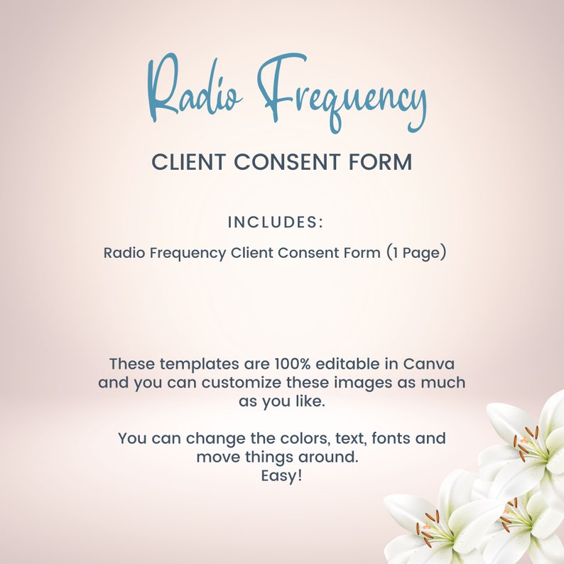 Radio Frequency Consent Form & Liability Waiver, Editable RF Skin ...