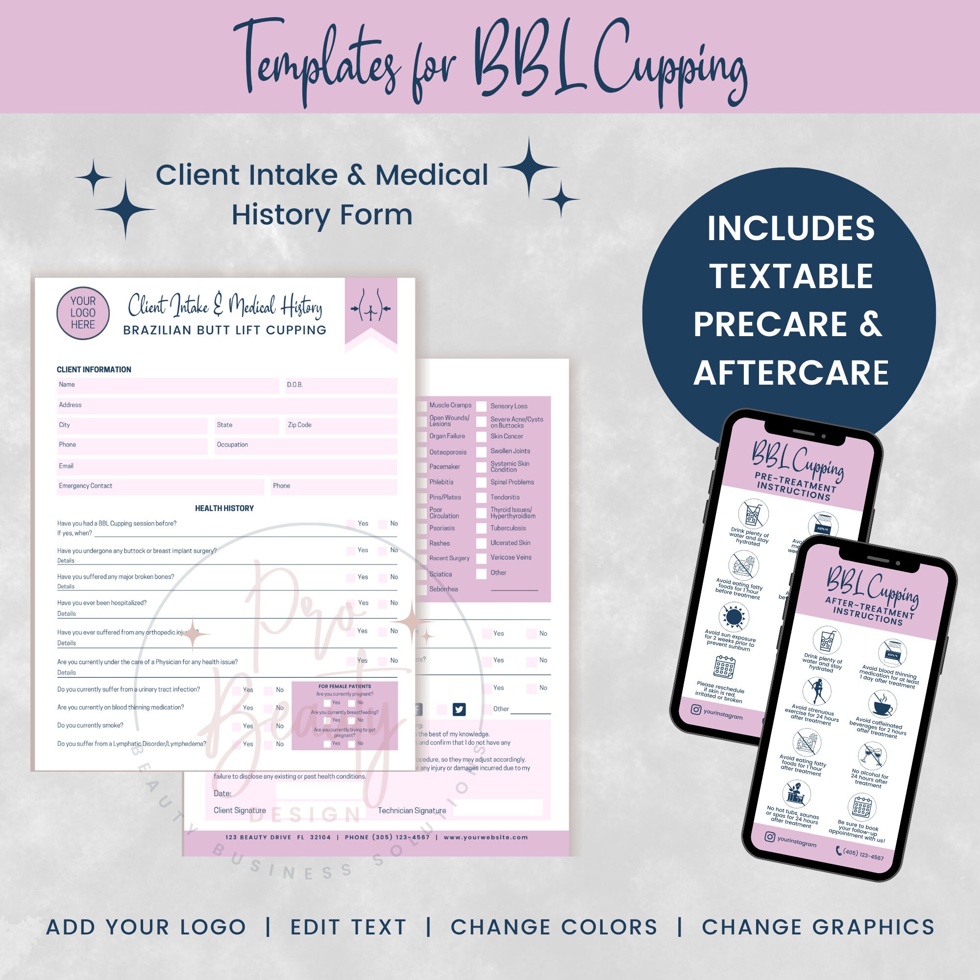 Brazilian Butt Lift Cupping Consent Form & Liability Waiver, Editable ...